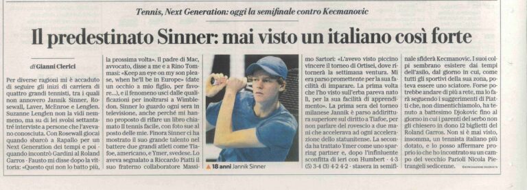 Il predestinato Sinner – Raccolte storiche – Gianni Clerici